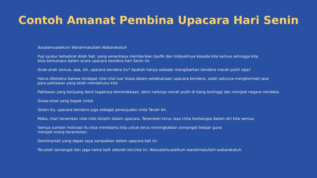 15 Contoh Amanat Pembina Upacara yang Singkat dan Jelas
