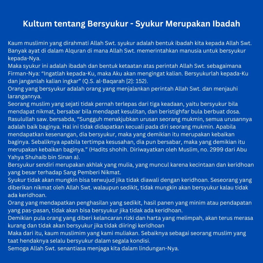 10 Contoh Kultum Singkat tentang Bersyukur Atas Nikmat Allah SWT