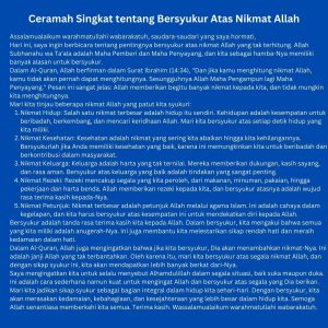 10 Contoh Kultum Singkat tentang Bersyukur Atas Nikmat Allah SWT