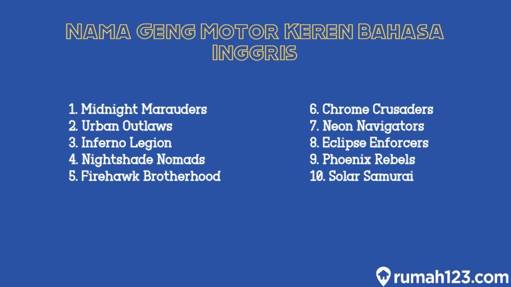 160 Rekomendasi Nama Geng Motor Keren, Aesthetic, dan Tidak Alay
