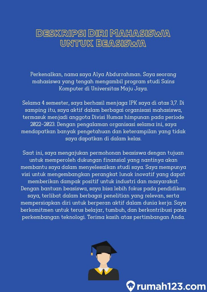 Contoh Deskripsi Diri Mahasiswa untuk Beasiswa, Organisasi, dan CV