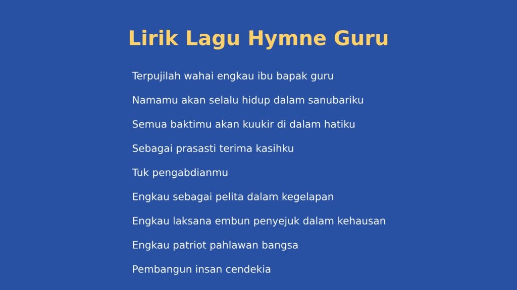 Lirik Lagu Hymne Guru Terbaru setelah Perubahan dan Maknanya