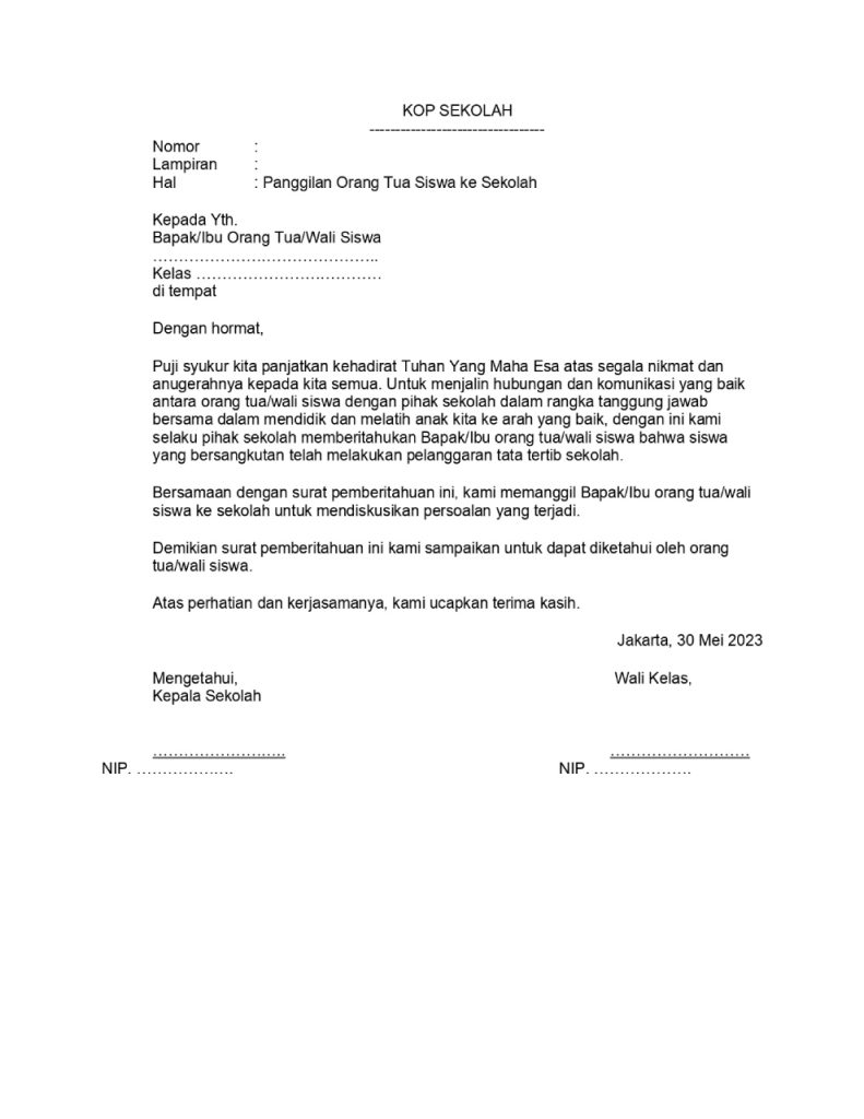 5 Contoh Surat Panggilan Orang Tua Siswa Bermasalah, Tinggal Edit! 5 Contoh Surat Panggilan Orang Tua Siswa Bermasalah, Tinggal Edit!