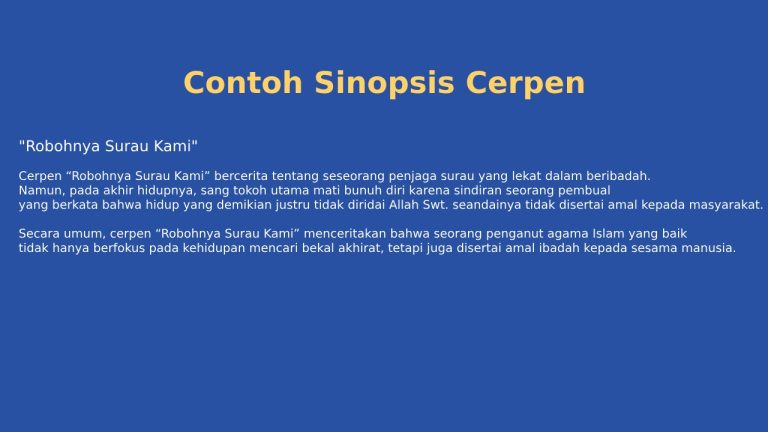 Contoh Sinopsis Cerpen yang Memantik Minat Pembaca