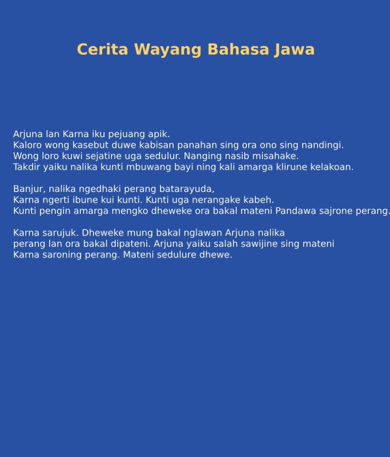 9 Contoh Cerita Wayang Bahasa Jawa Singkat dan Artinya