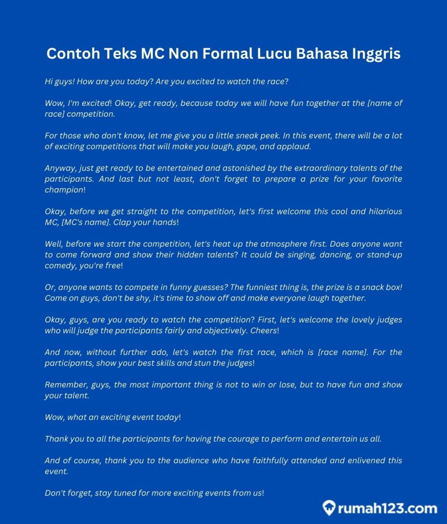 5 Contoh Teks MC Non Formal Lucu yang Tidak Membosankan