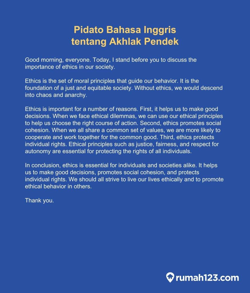 7 Pidato Bahasa Inggris Singkat tentang Akhlak. Penuh Makna!