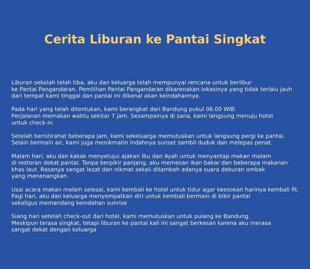 3 Contoh Cerita Liburan ke Pantai Singkat dan Berkesan