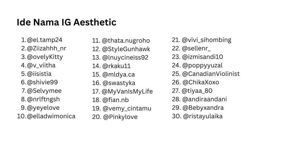 900 Nama Instagram Aesthetic Keren, Lucu, dan Unik