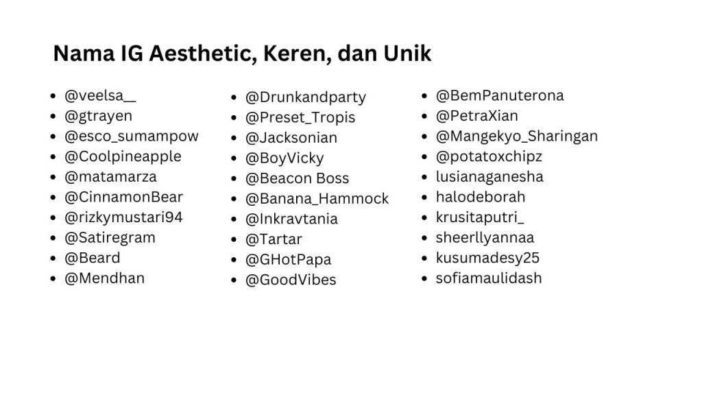 900 Nama Instagram Aesthetic Keren, Lucu, dan Unik