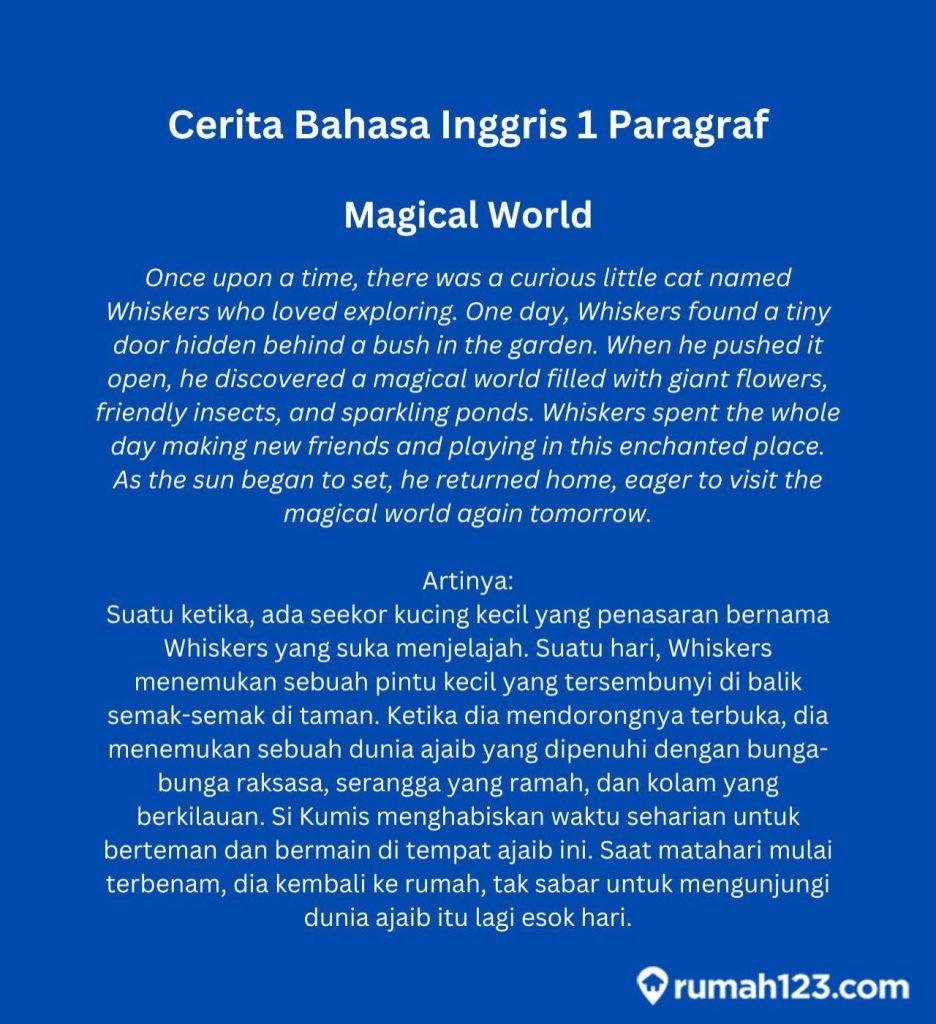 7 Cerita Bahasa Inggris 1 Paragraf dan Artinya