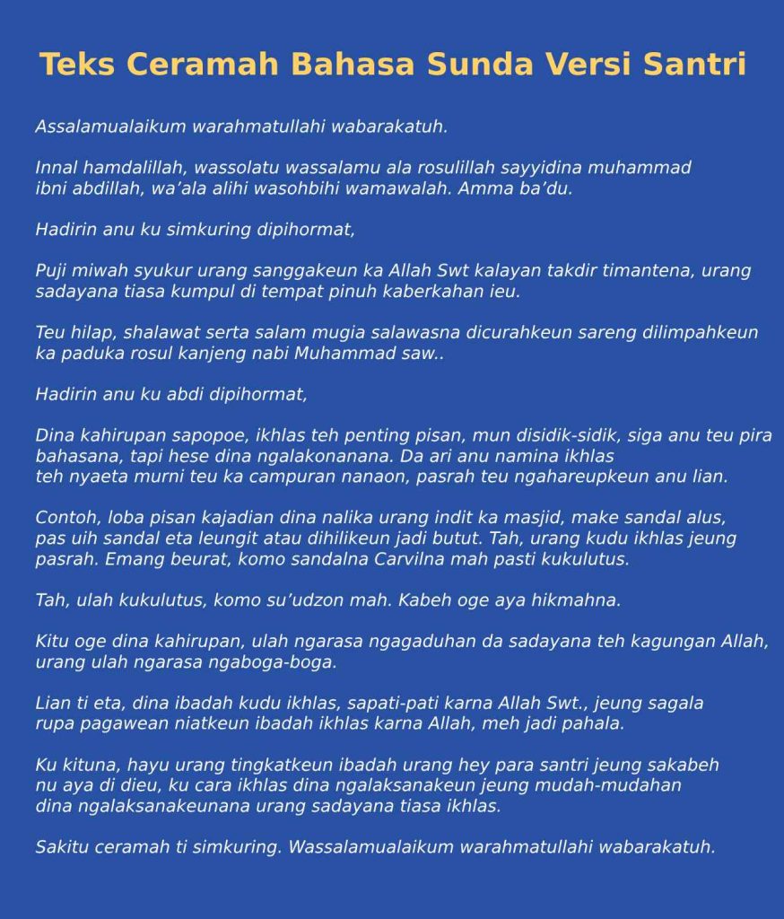 7 Teks Ceramah Sunda Versi Santri Berbagai Tema