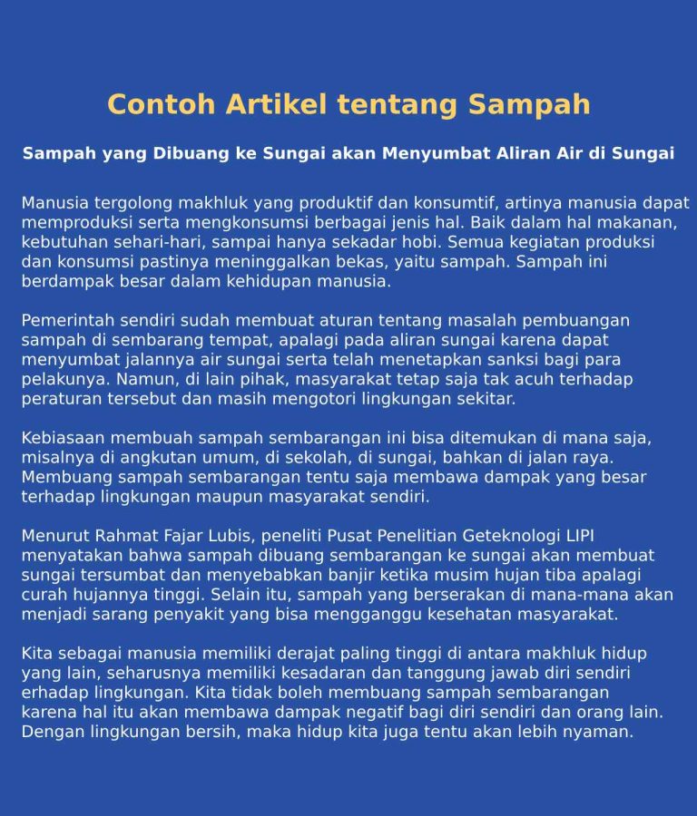 3 Contoh Artikel tentang Sampah Singkat dan Jelas