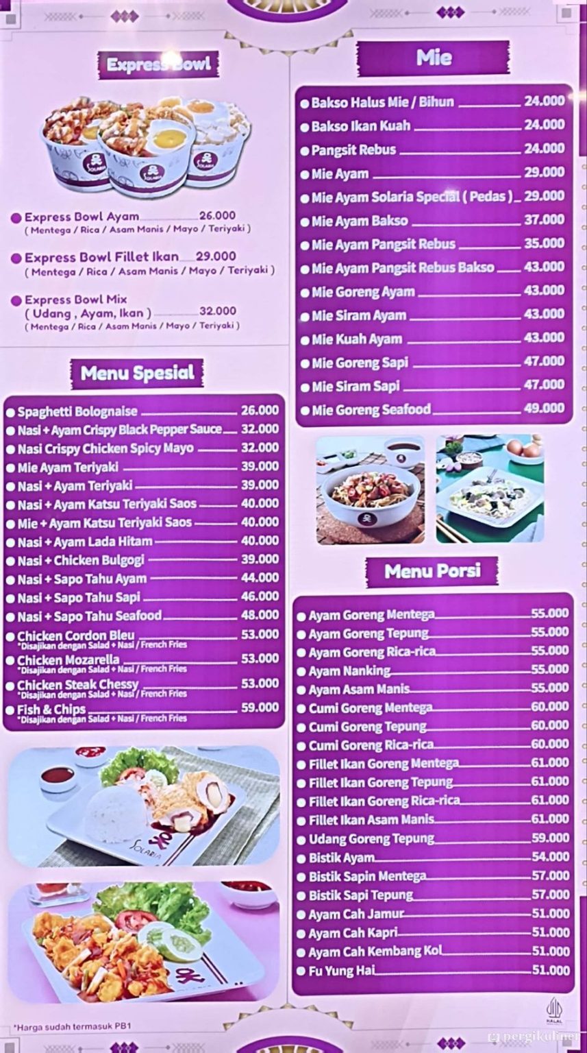 Daftar Menu Solaria dan Harga Terbaru 2024. Lengkap!