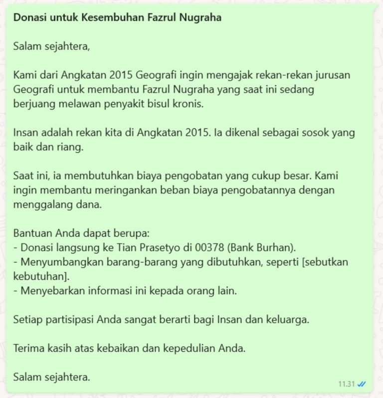 Kata-Kata Meminta Sumbangan yang Baik di Grup WA