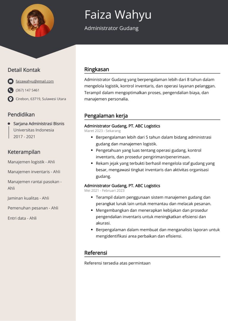 7 Contoh CV Admin Lengkap (Perkantoran, Gudang, dll)