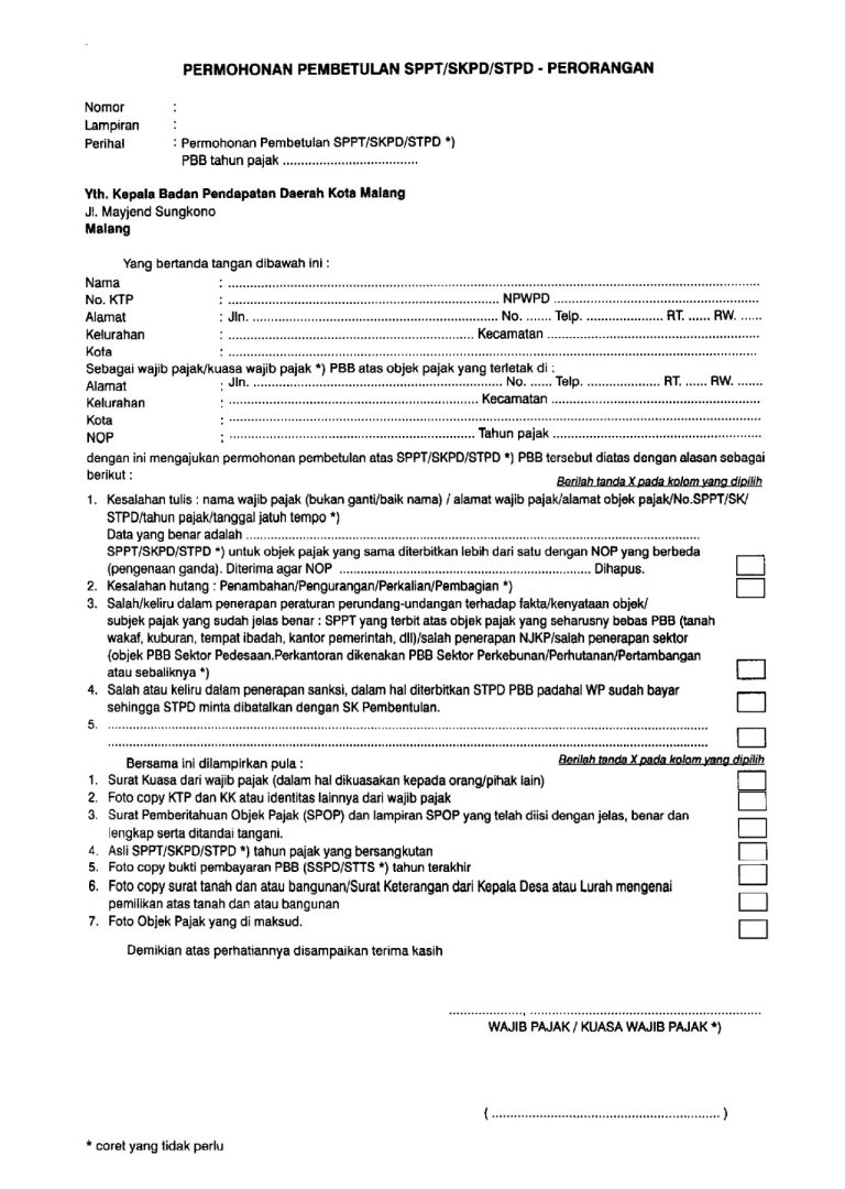 5 Contoh Surat Permohonan Pembetulan PBB, Download di Sini!