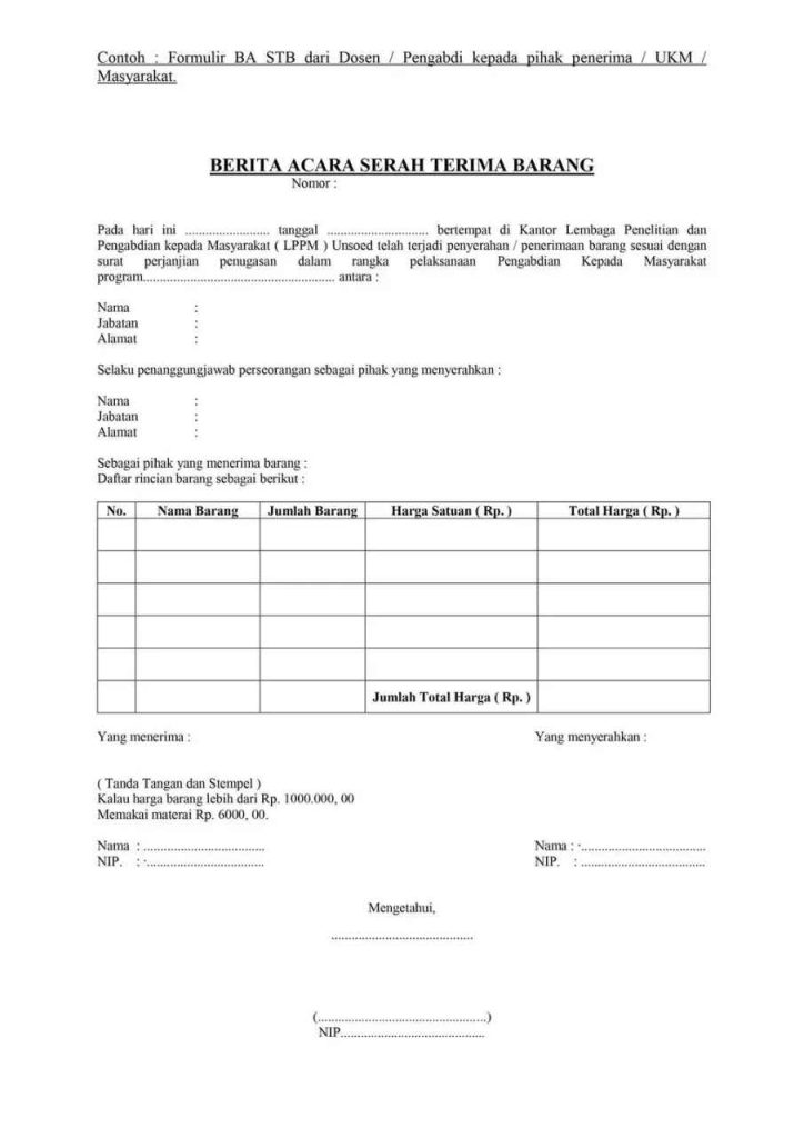 5 Contoh Surat Tanda Terima Barang. Ada Link Download Template-nya!