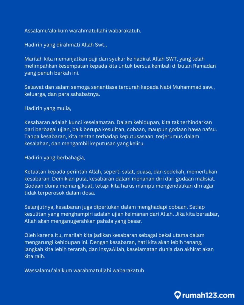 5 Contoh Kultum Ramadhan Singkat 7 Menit tentang Sabar