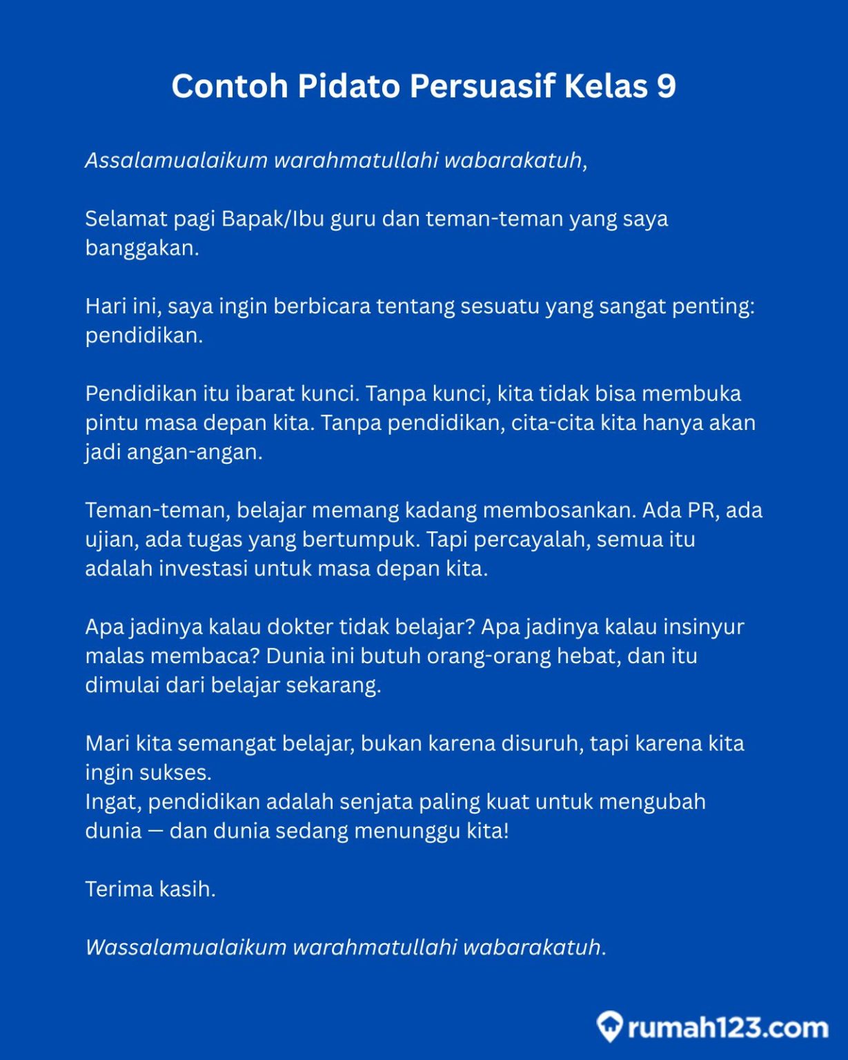 5 Contoh Teks Pidato Persuasif Kelas 9 Beragam Tema