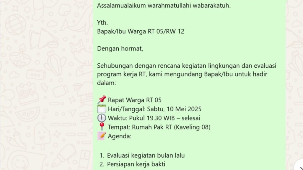 8 Contoh Undangan Rapat di Grup WA untuk Berbagai Kegiatan