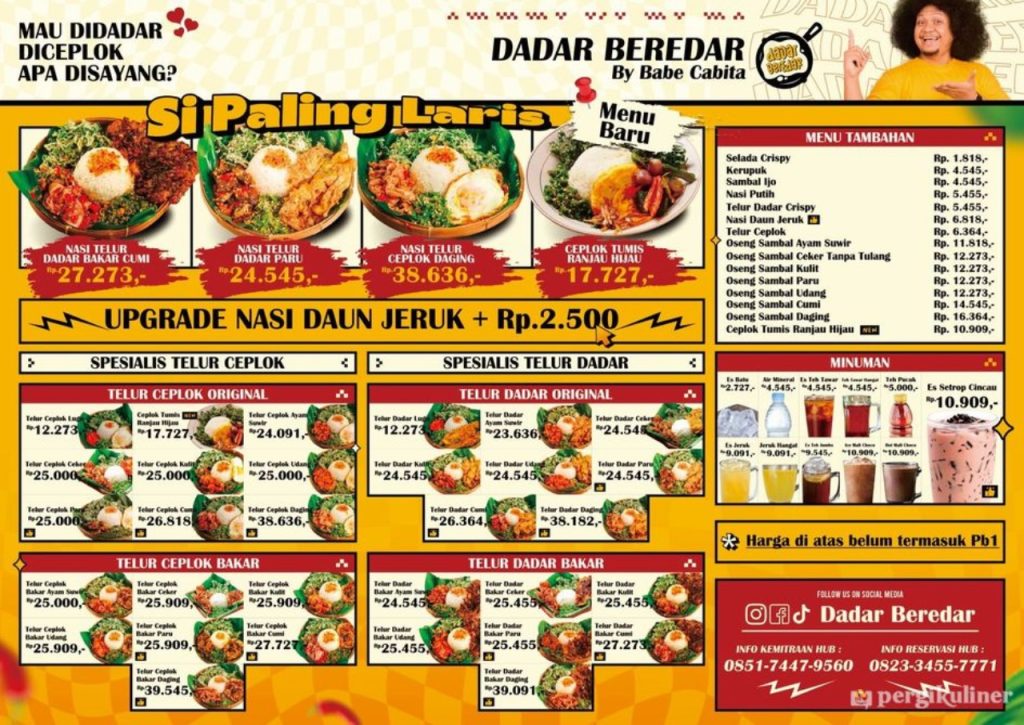 Daftar Menu Dadar Beredar by Babe Cabita