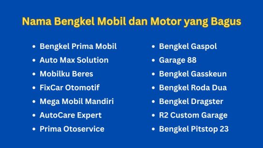 100+ Nama Bengkel yang Membawa Hoki, Unik dan Keren!